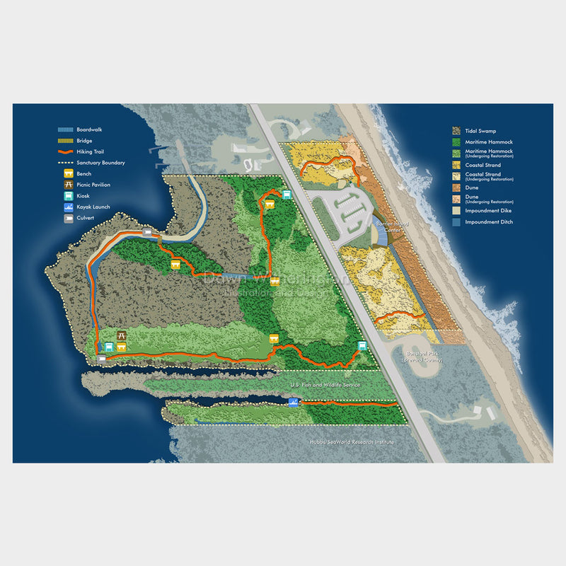 Barrier Island Center Trail Map Sign – drawnbydawn