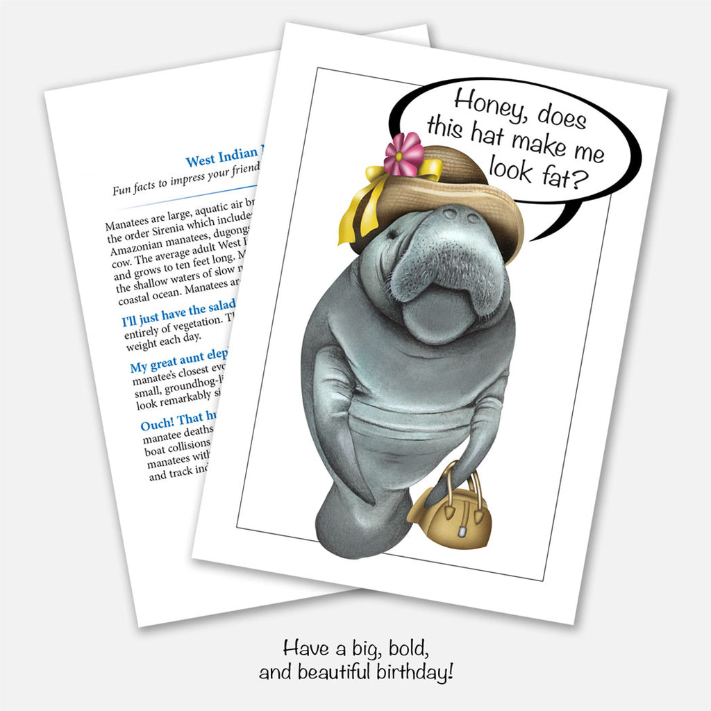Manatee Birthday Greeting Card – drawnbydawn